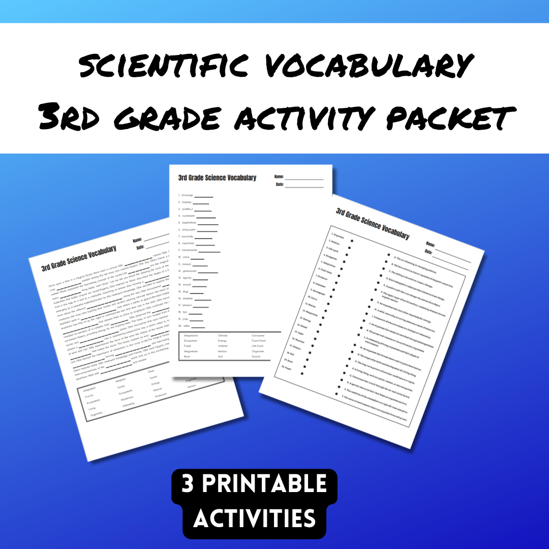 Science Vocabulary - 3rd Grade Packet – Nuggets of Wisdom