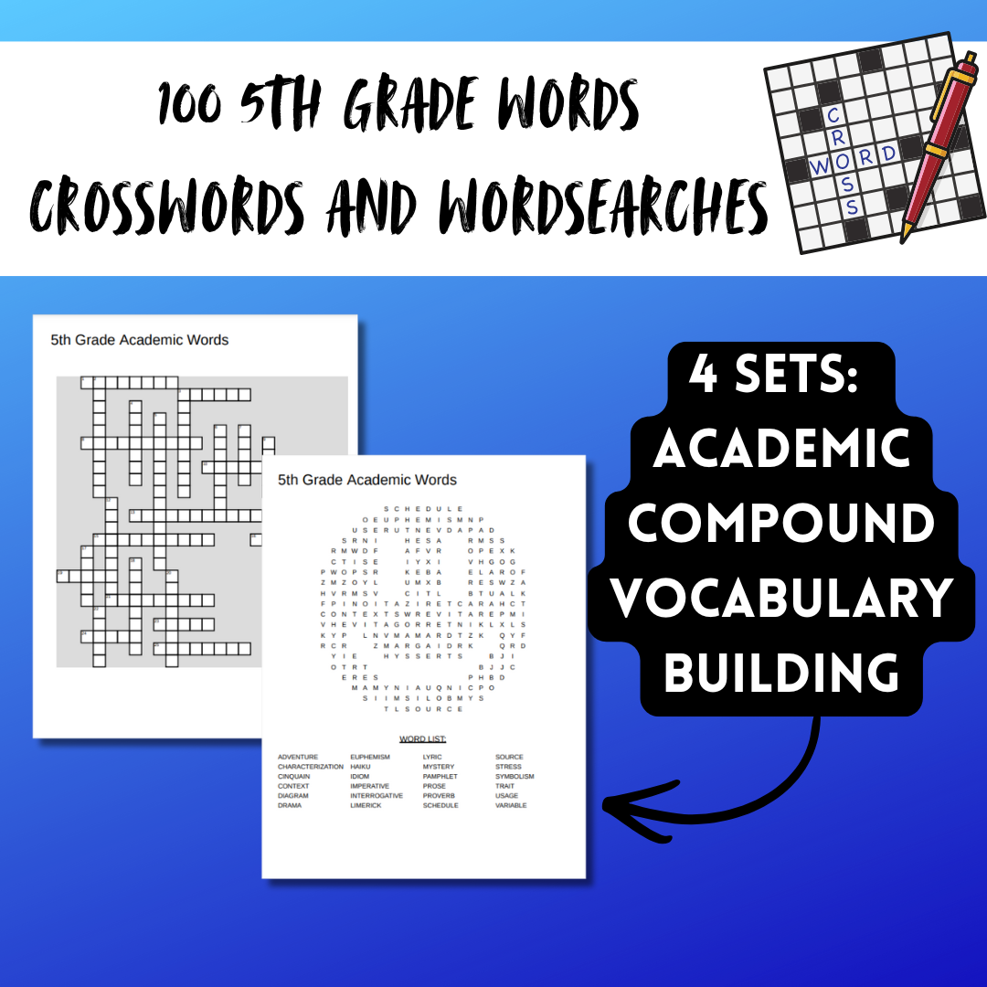 100 Fifth Grade Vocabulary Words - Crosswords & Word Searches – Nuggets ...