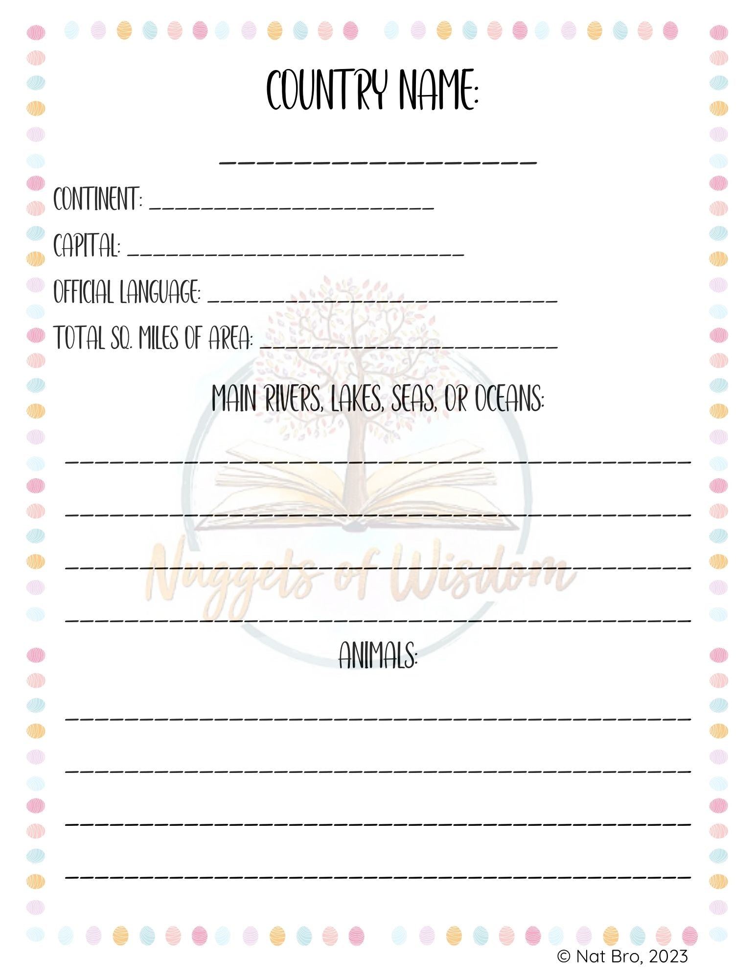 Country Facts Template – Nuggets of Wisdom