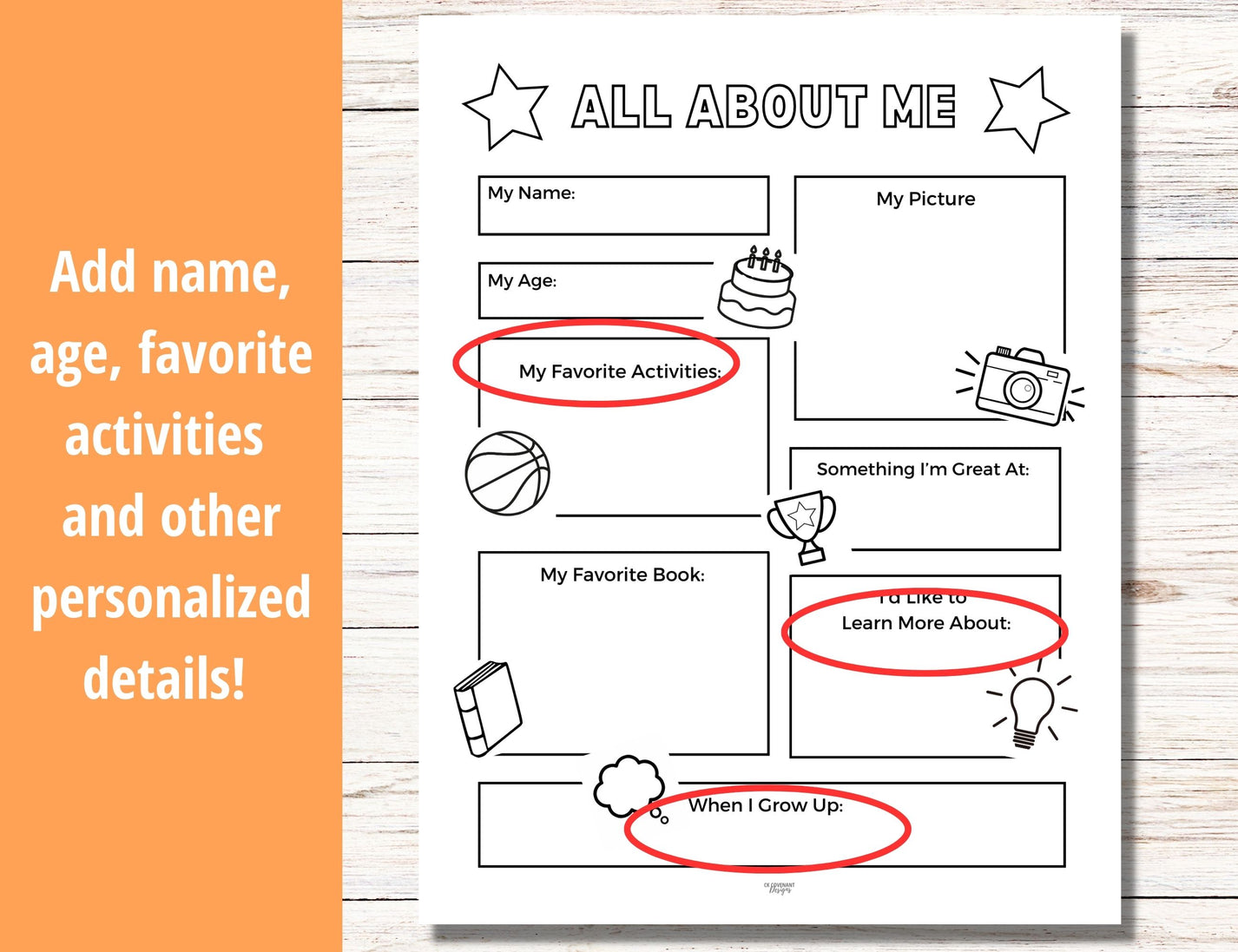 All About Me Activity - Black and White – Nuggets of Wisdom