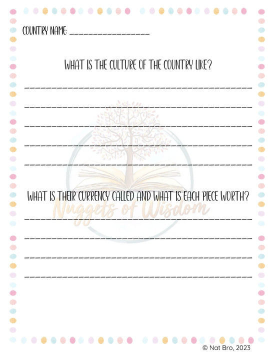 Country Facts Template – Nuggets of Wisdom