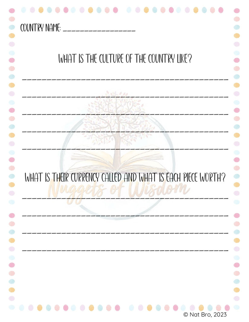 Country Facts Template – Nuggets of Wisdom