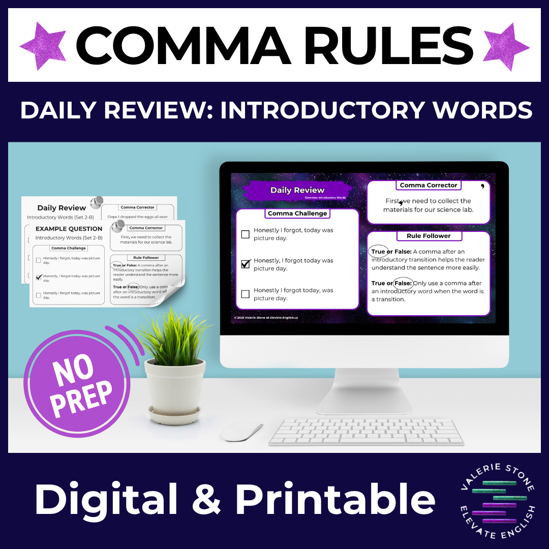 Commas: Introductory Words | Daily Review | Digital Grammar Practice I ...