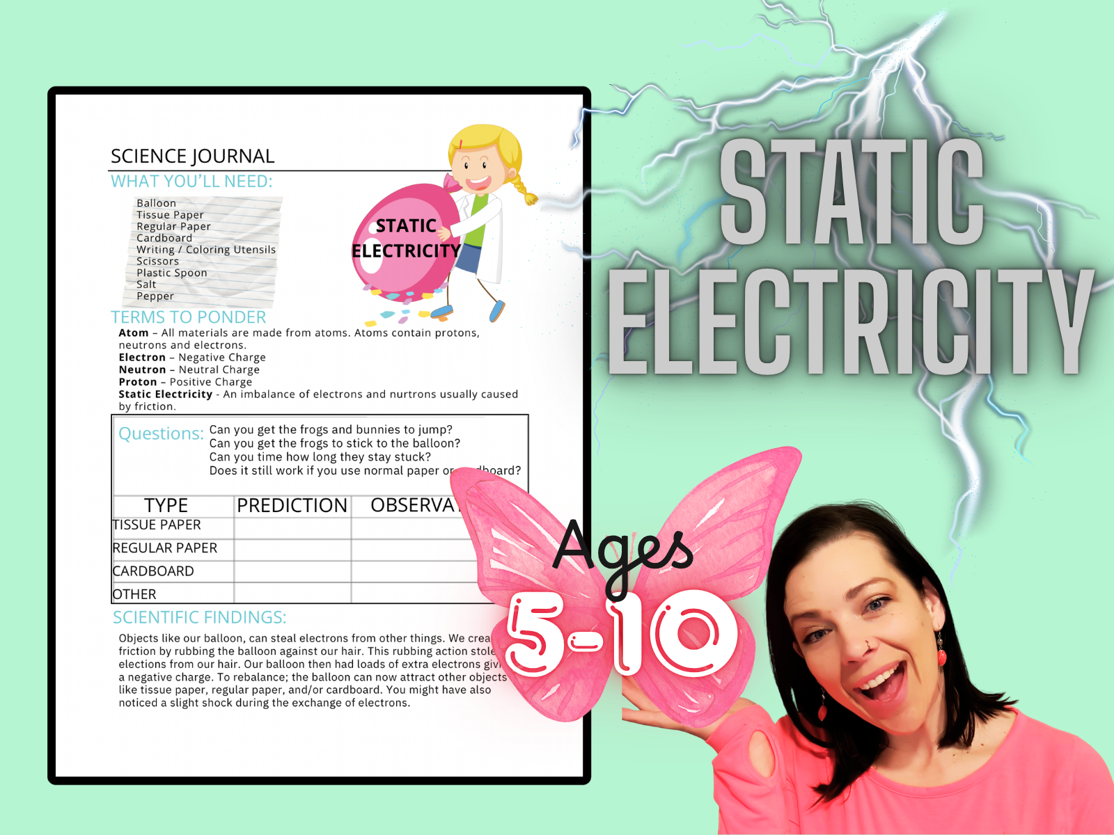Static Electricity Science Experiments & Butterfly STEM Activities | L ...