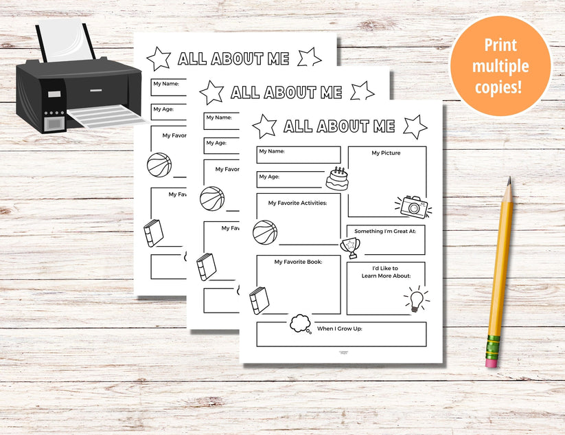 All About Me Activity - Black and White – Nuggets of Wisdom