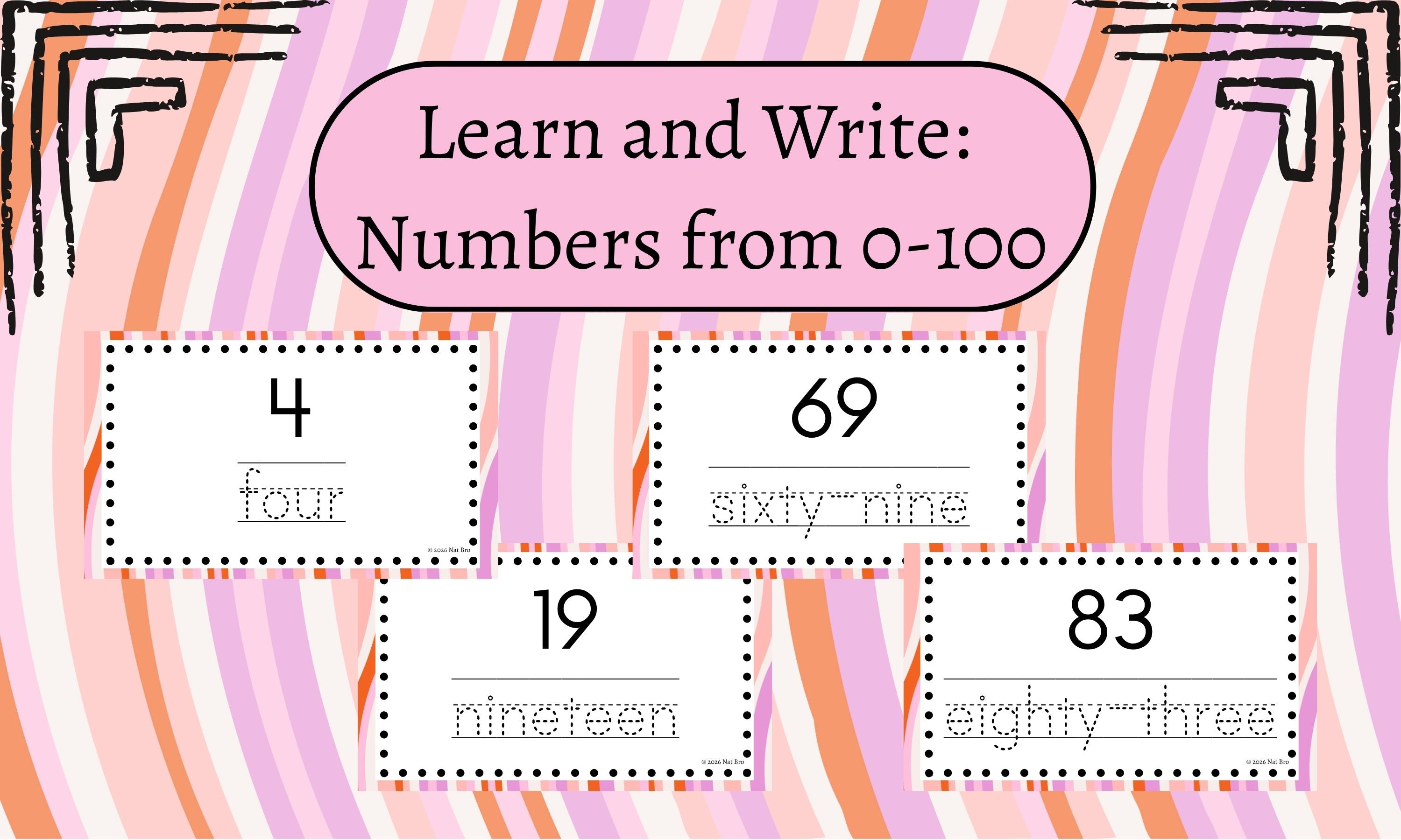 Number Tracing Flashcards (1–100) – Simple Clean Practice Cards for Ki ...