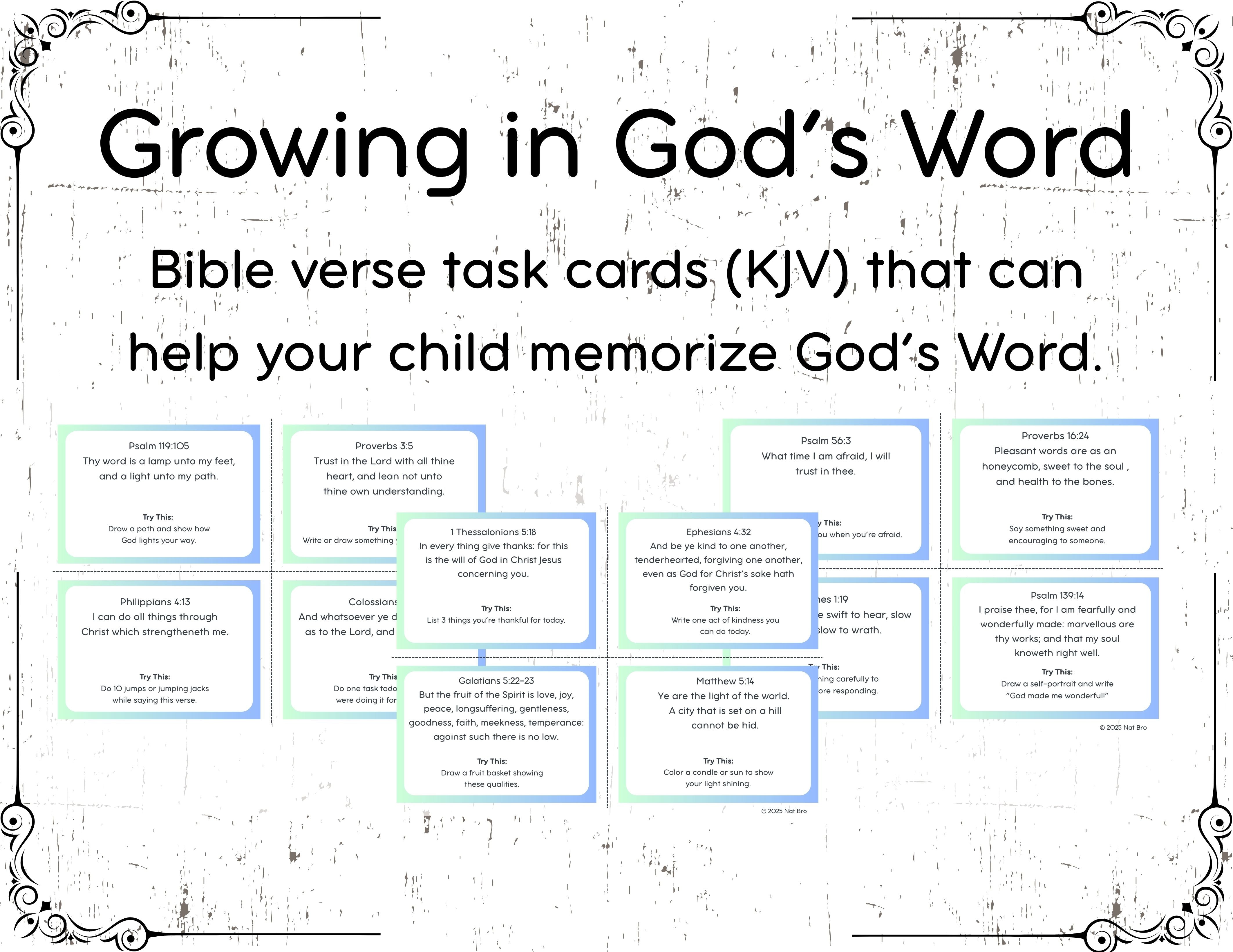 Bible Verse Task Cards for Kids (KJV) – Growing in God’s Word & Walkin ...