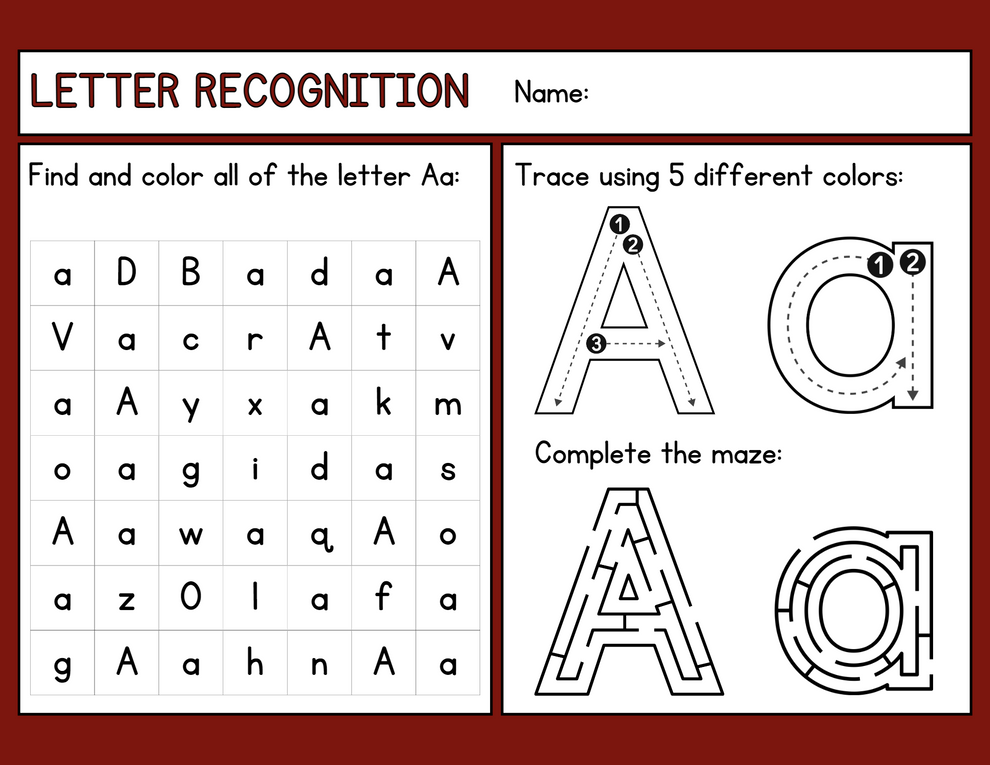 Alphabet Letter Recognition Activity Workbook – Nuggets of Wisdom