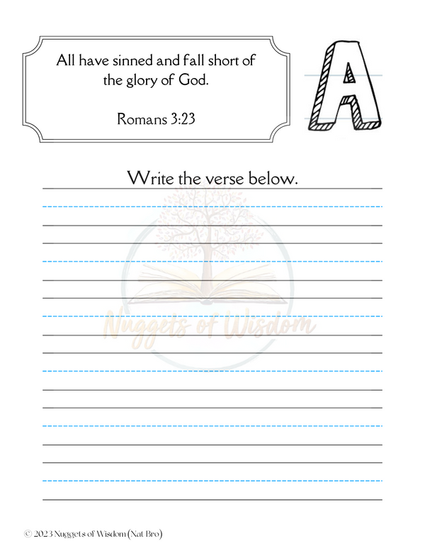 ABC's Bible Verses ESV Work For 3-6th Grades – Nuggets of Wisdom