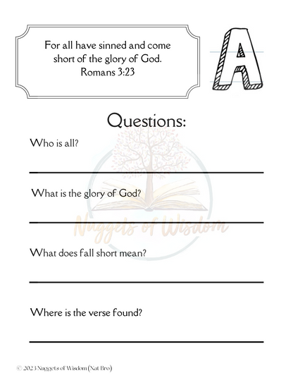 ABC's Bible Verses KJV Copy Work For 3-6th Grades – Nuggets of Wisdom