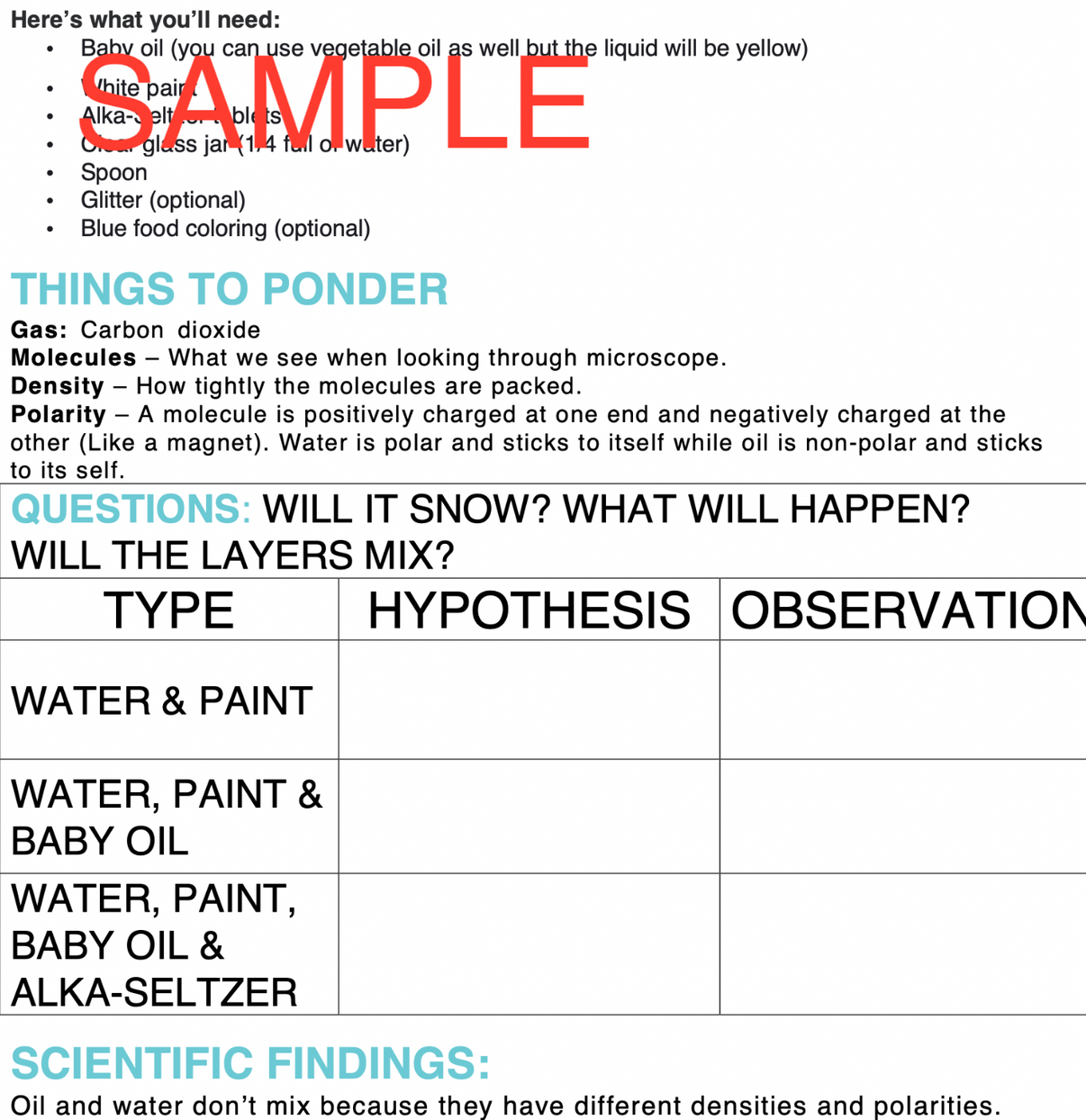 Snowstorm-in-a-Jar Science Experiment Journal & Step-By-Step ...