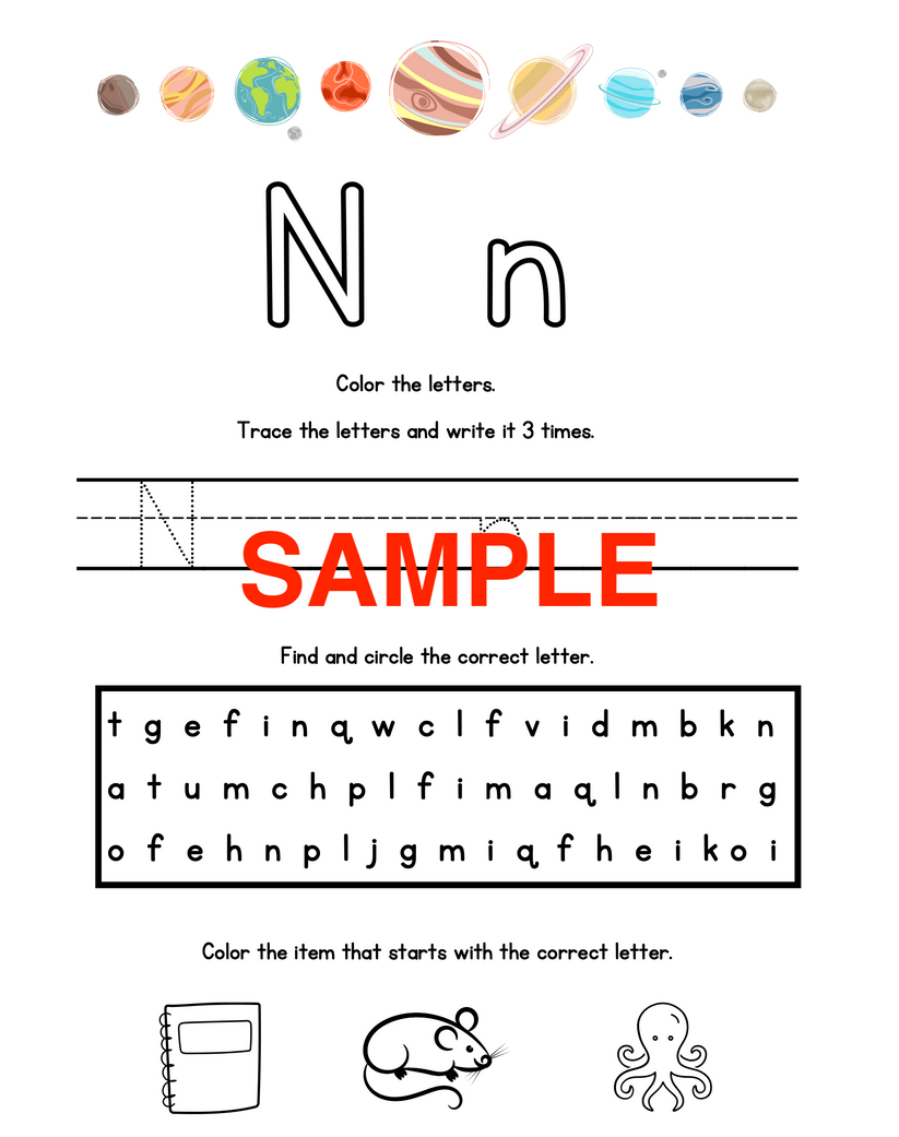 Kindergarten Outer Space Themed Workbook (121 Pages) – Nuggets of Wisdom